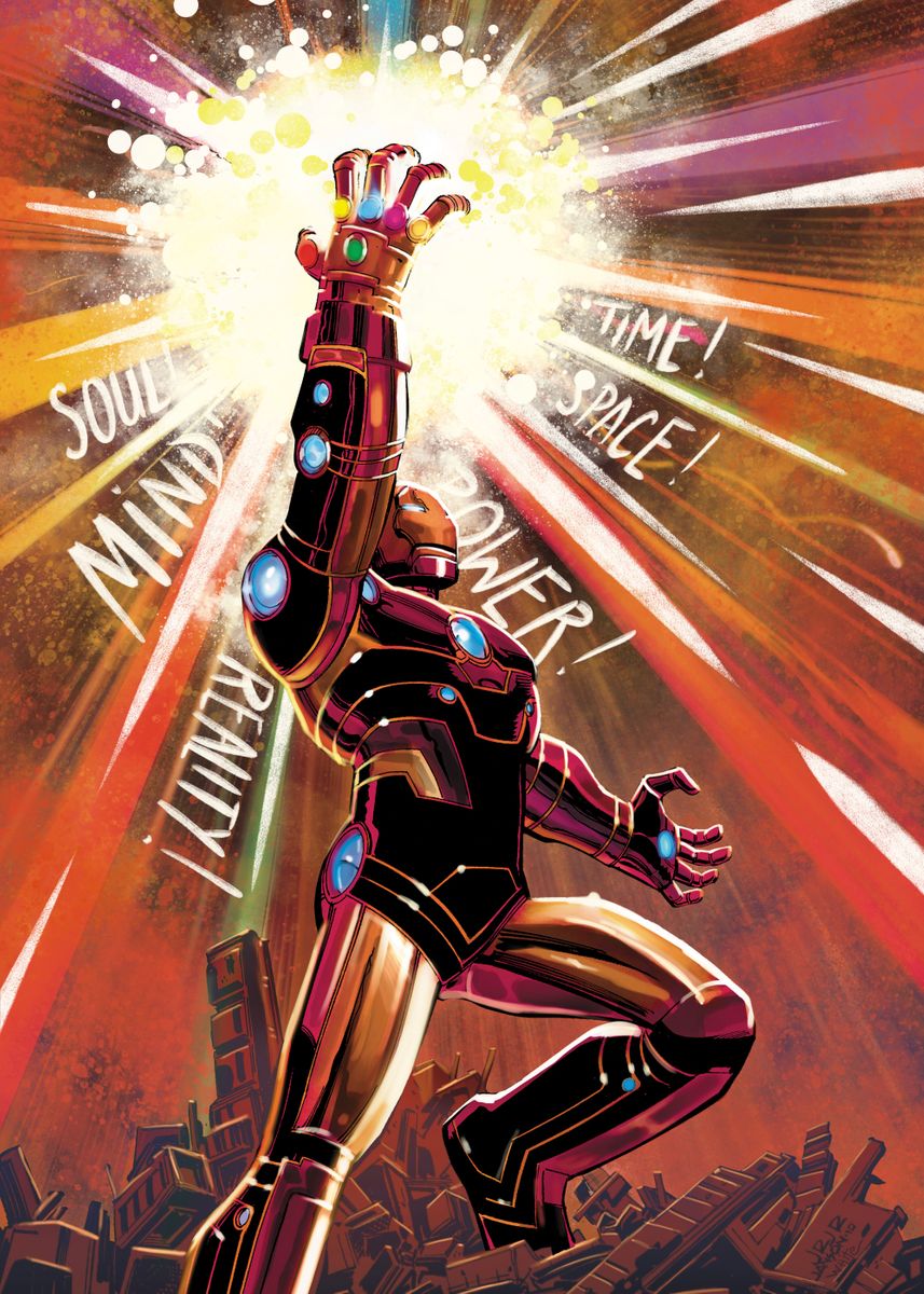 'Iron Man Blast' Poster, picture, metal print, paint by Marvel | Displate