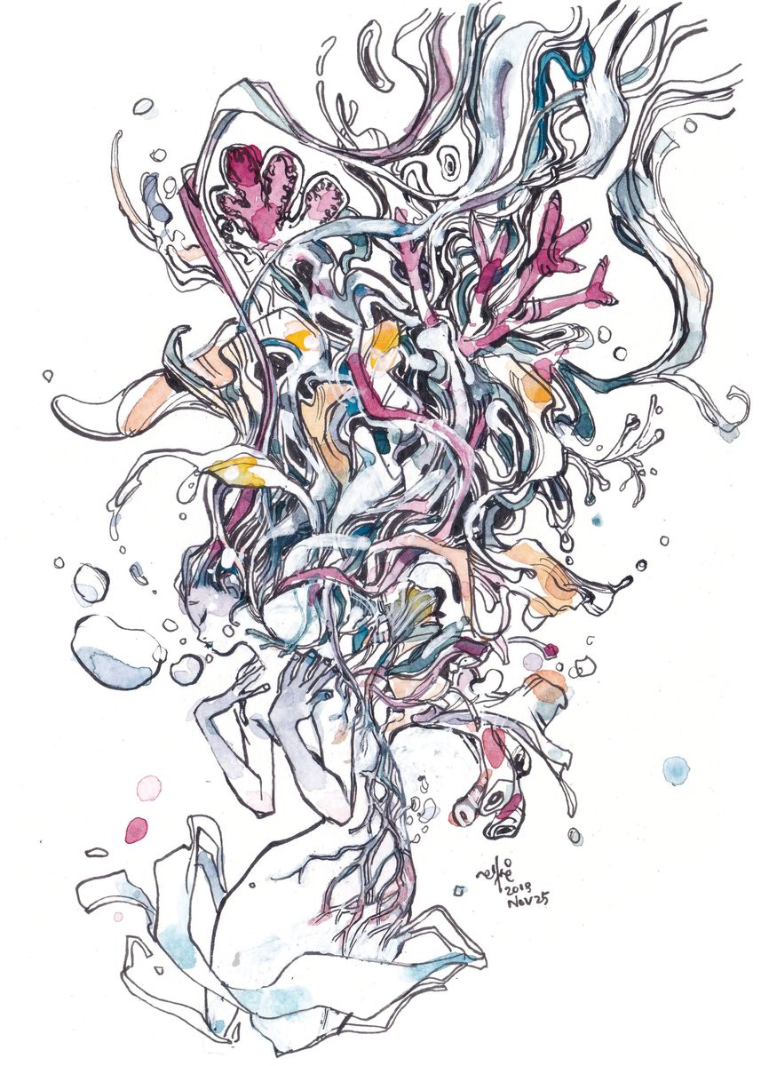 'Burdens' Poster, picture, metal print, paint by Ellie Yong | Displate