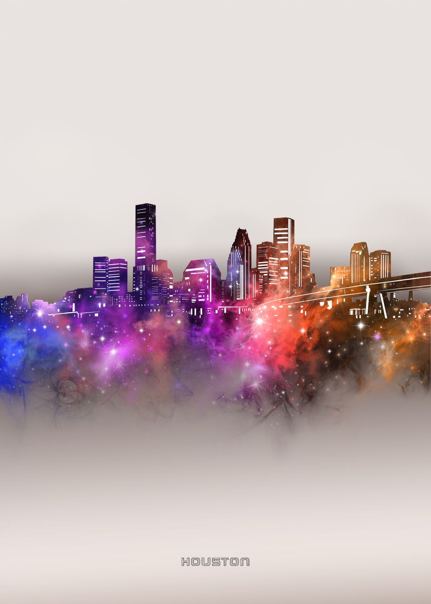 'houston city galaxy' Poster, picture, metal print, paint by Bekim Art ...