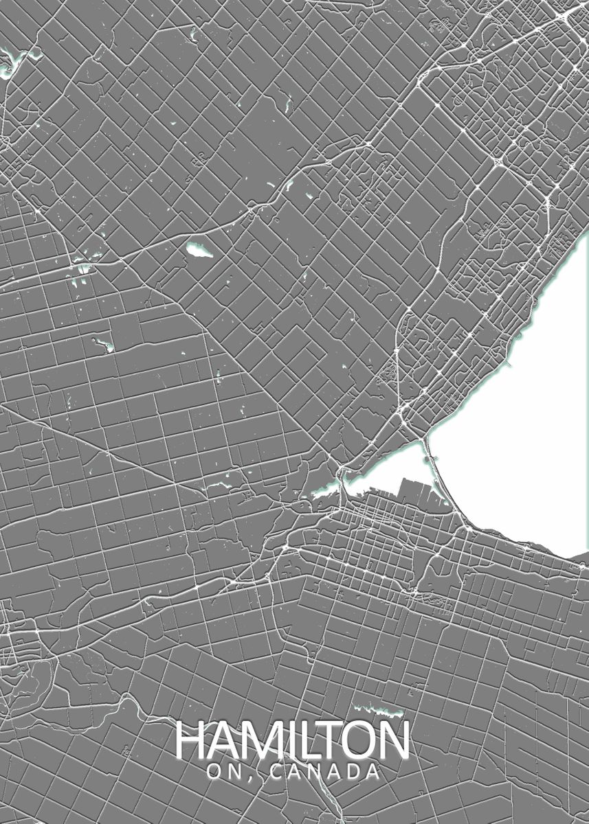 'Hamilton Grey City Map' Poster by City Map Art Prints | Displate