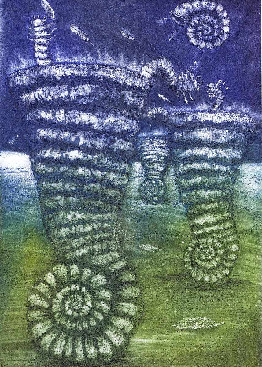 'Blue Traveling Shells' Poster, picture, metal print, paint by Karina J ...