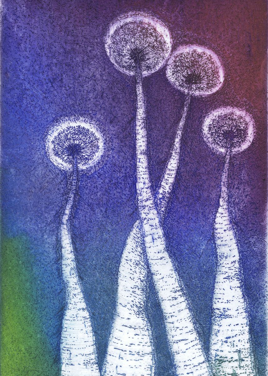 'Blue Sad Dandelions' Poster by Karina J | Displate