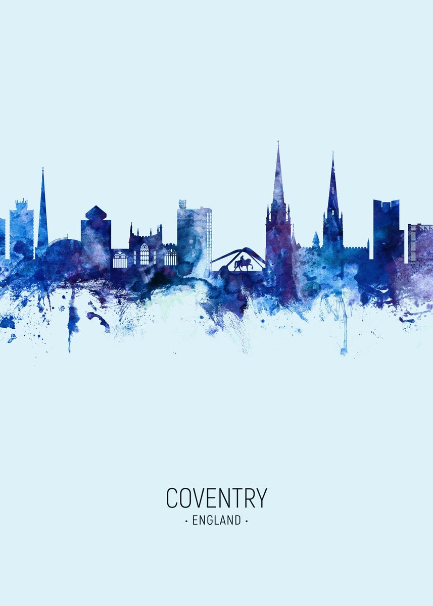 'Coventry England Skyline' Poster by Michael Tompsett | Displate