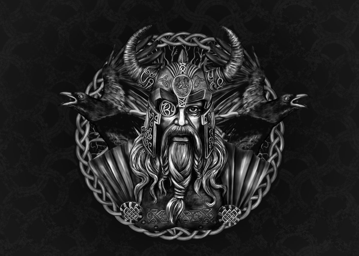 'Odin and his ravens' Poster by Lioudmila Perry | Displate