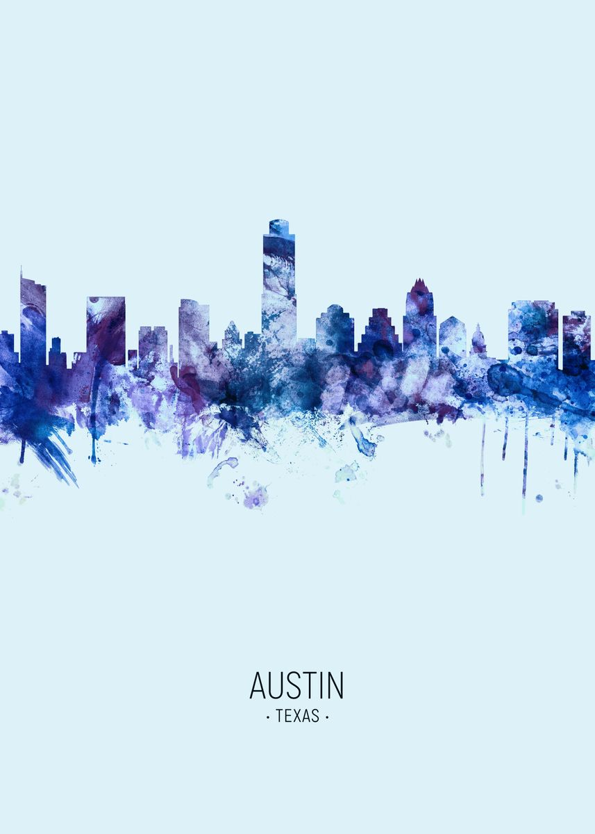 'Austin Texas Skyline' Poster by Michael Tompsett | Displate