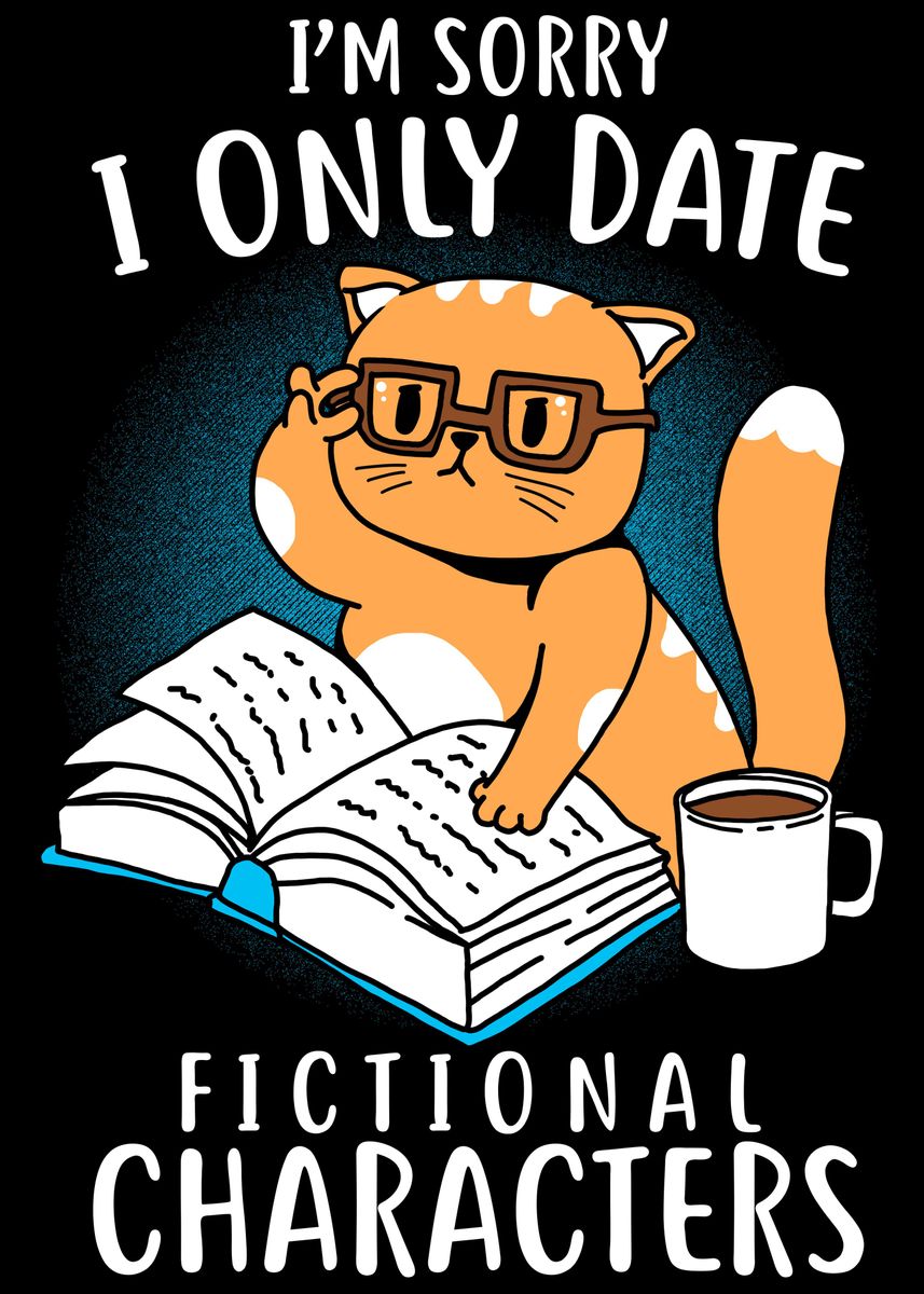 'Book Cat Funny' Poster, picture, metal print, paint by Giovanni ...