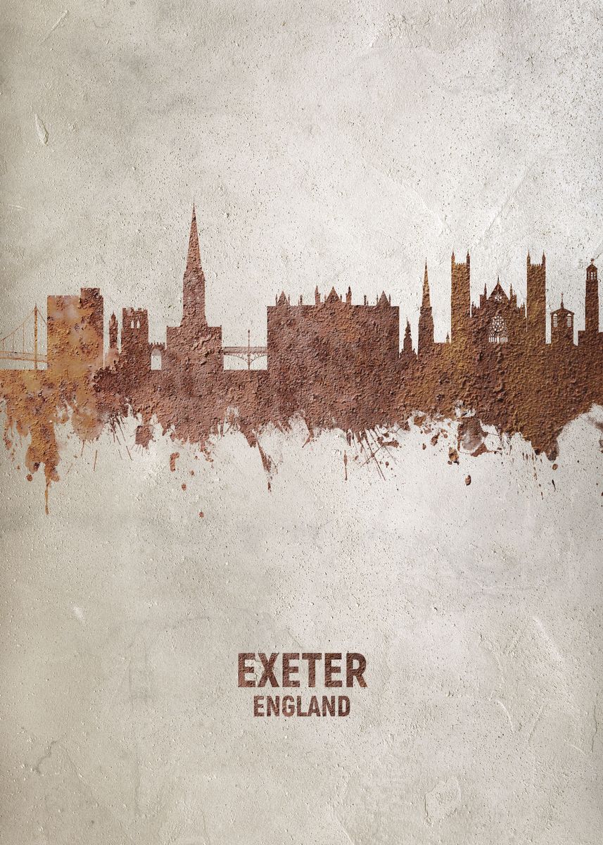 'Exeter England Skyline' Poster, picture, metal print, paint by Michael ...