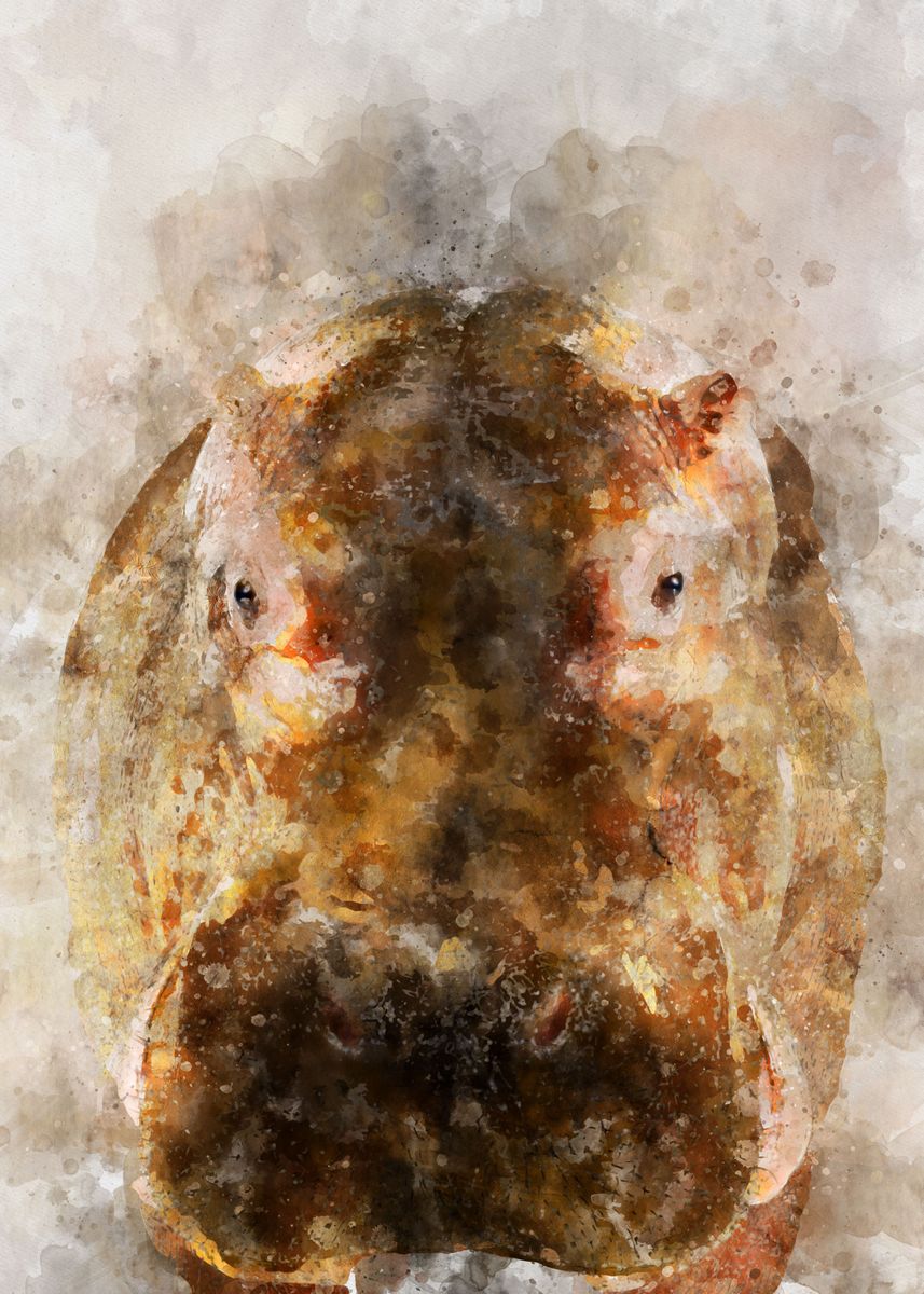 'Hippo' Poster by Printed Artings | Displate