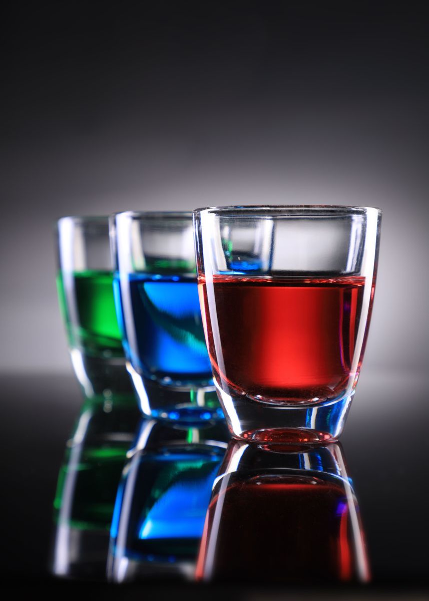 'Three Shot Glasses' Poster, picture, metal print, paint by Akhilesh ...