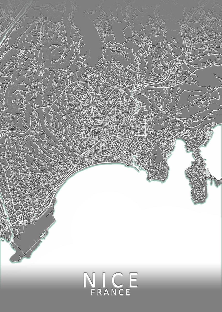 'Nice Grey City Map' Poster by City Map Art Prints | Displate