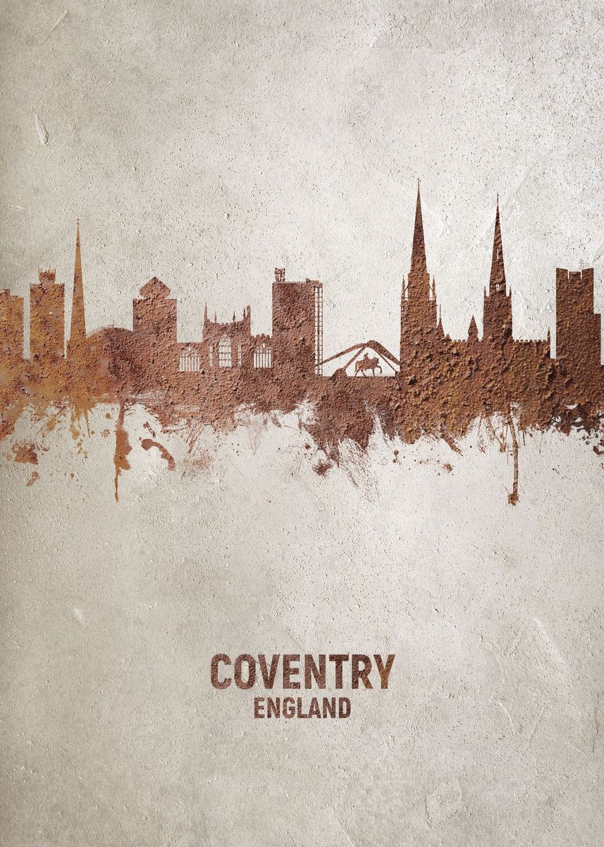 'Coventry England Skyline' Poster by Michael Tompsett | Displate