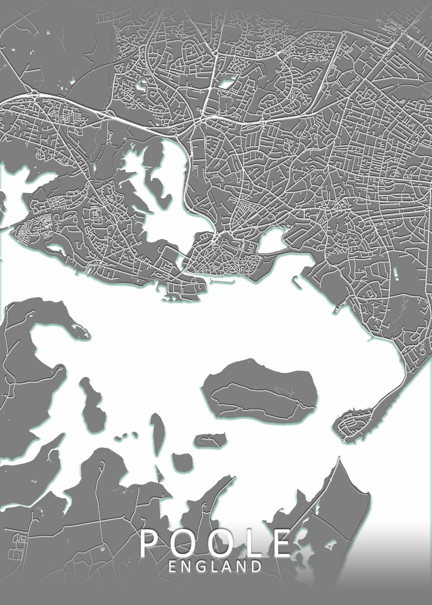 'Poole Grey City Map' Poster, picture, metal print, paint by City Map ...