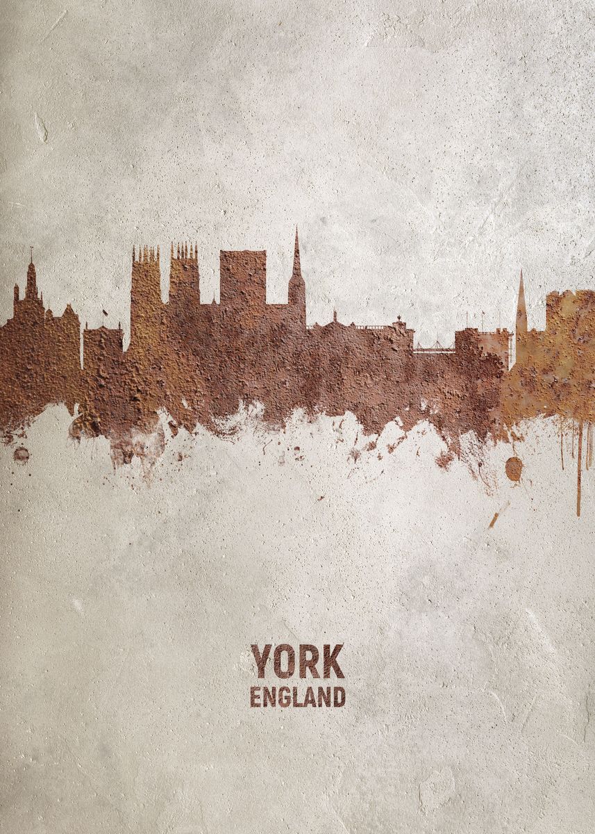 'York England Skyline' Poster, picture, metal print, paint by Michael ...
