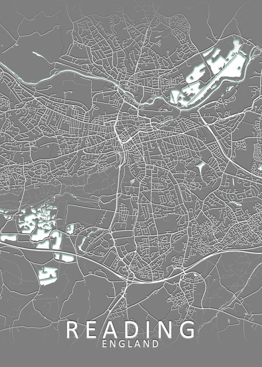 'Reading Grey City Map' Poster, picture, metal print, paint by City Map ...