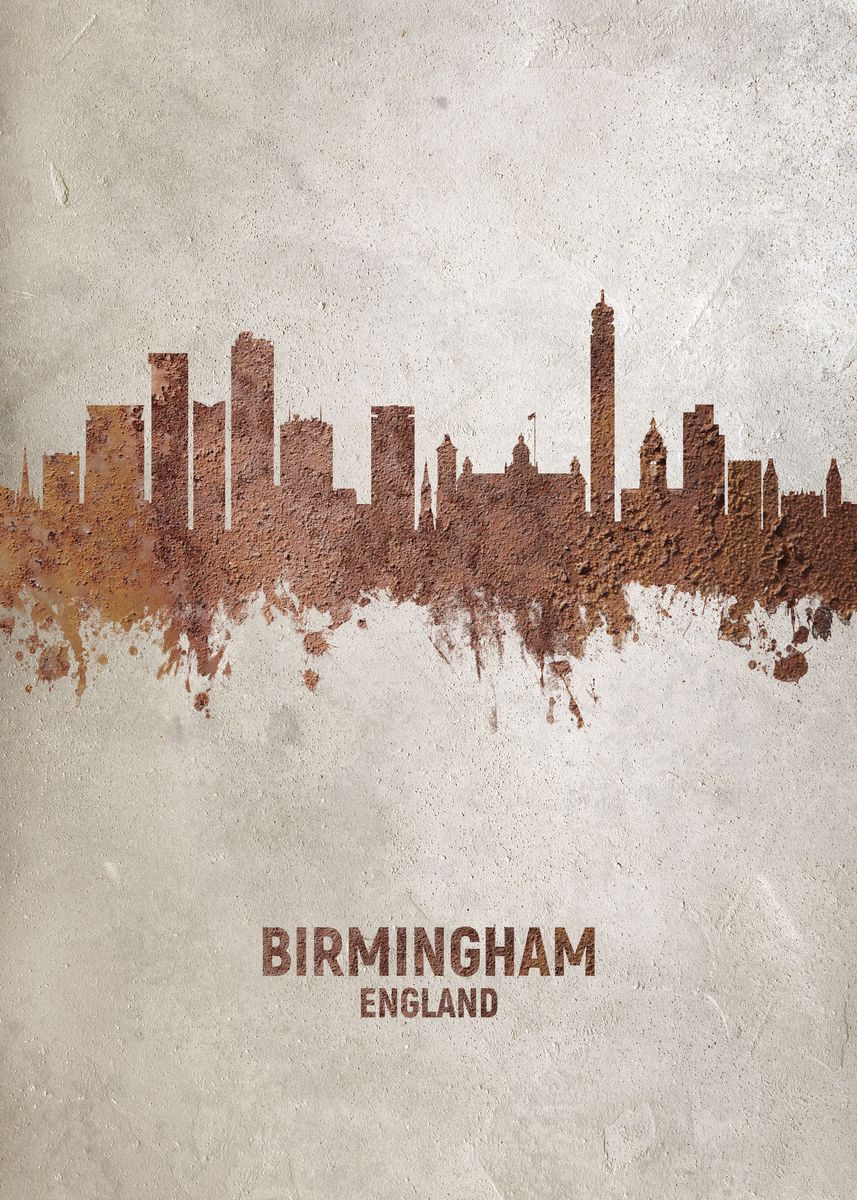 'Birmingham England Skyline' Poster by Michael Tompsett | Displate