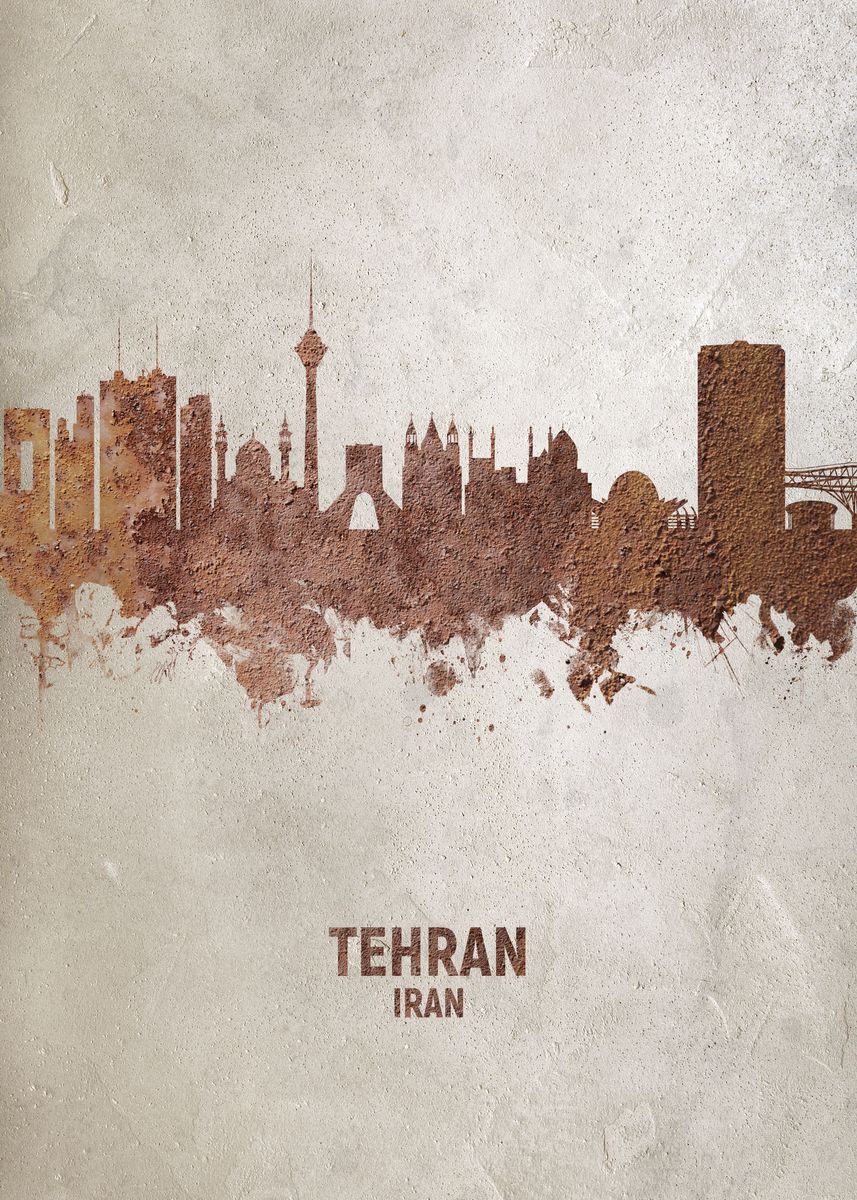 'Tehran Iran Skyline' Poster, picture, metal print, paint by Michael ...