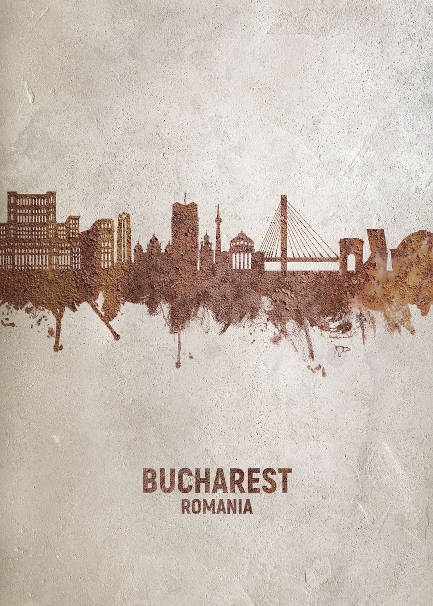 'Bucharest Romania Skyline' Poster, picture, metal print, paint by ...