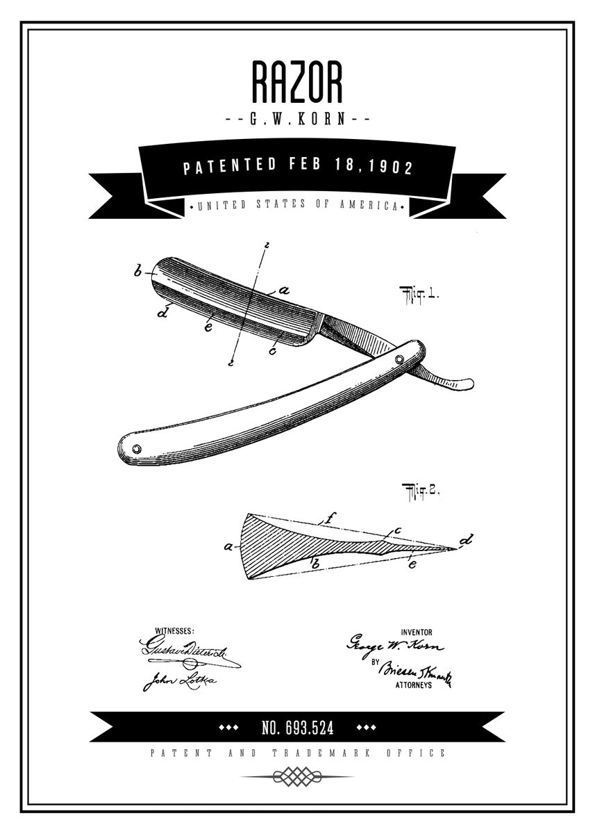 '1902 Razor' Poster, picture, metal print, paint by Aged Pixel | Displate