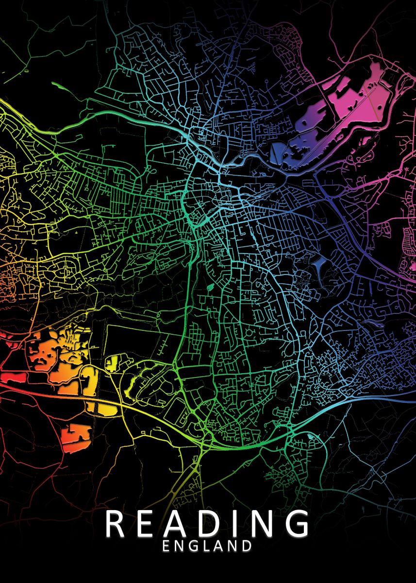 'Reading Rainbow City Map' Poster, picture, metal print, paint by City ...