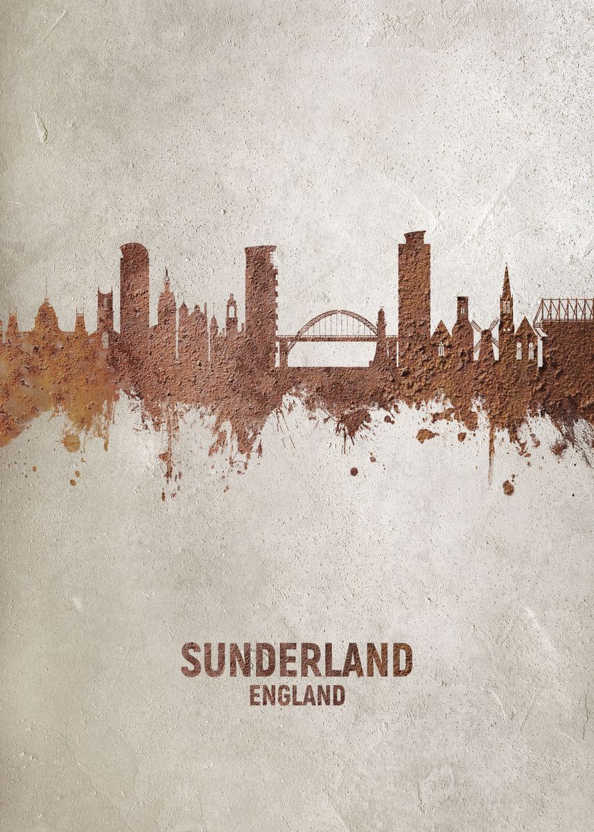 'Sunderland England Skyline' Poster by Michael Tompsett | Displate