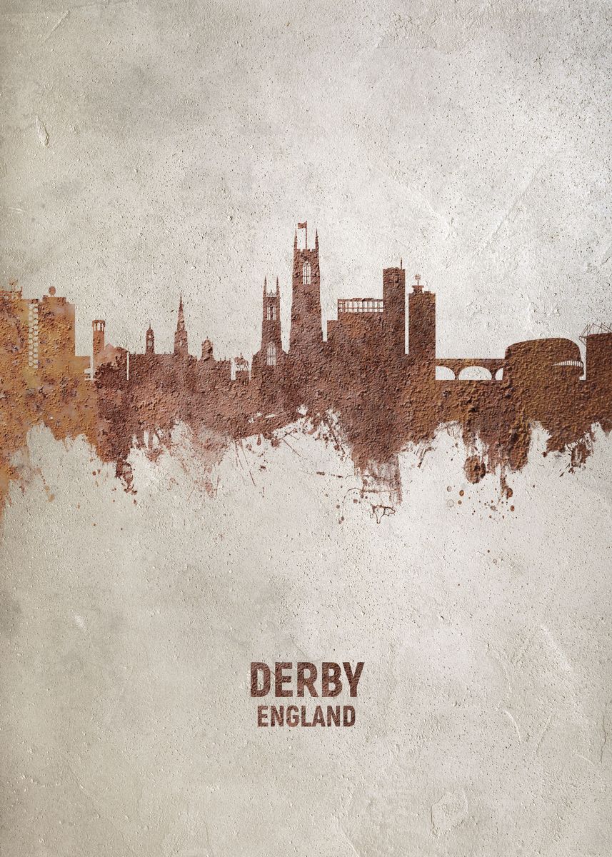 'Derby England Skyline' Poster, picture, metal print, paint by Michael ...