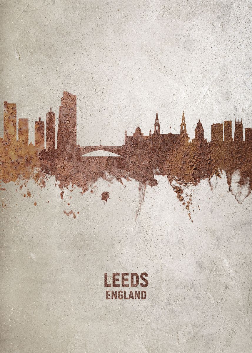 'Leeds England Skyline' Poster by Michael Tompsett | Displate