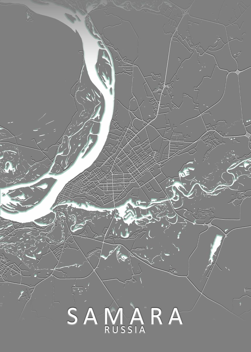 'Samara Grey City Map' Poster by City Map Art Prints | Displate