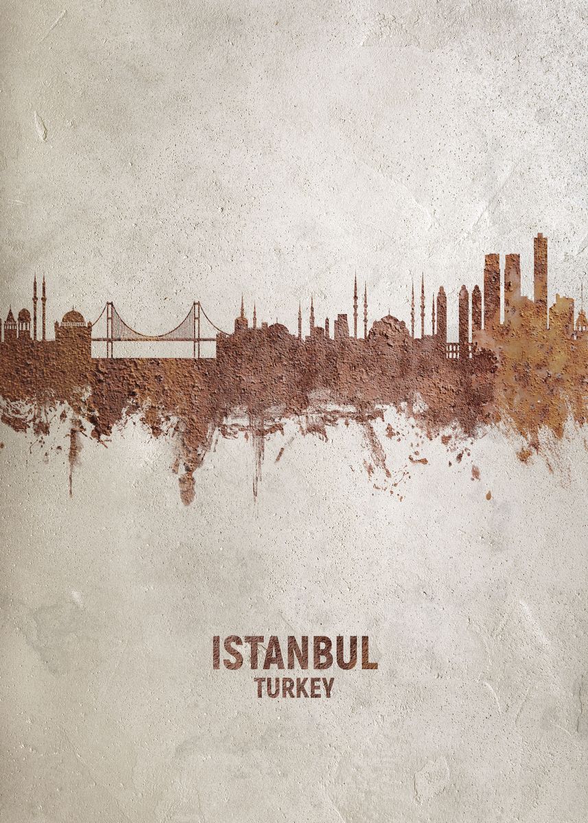 'Istanbul Turkey Skyline' Poster by Michael Tompsett | Displate