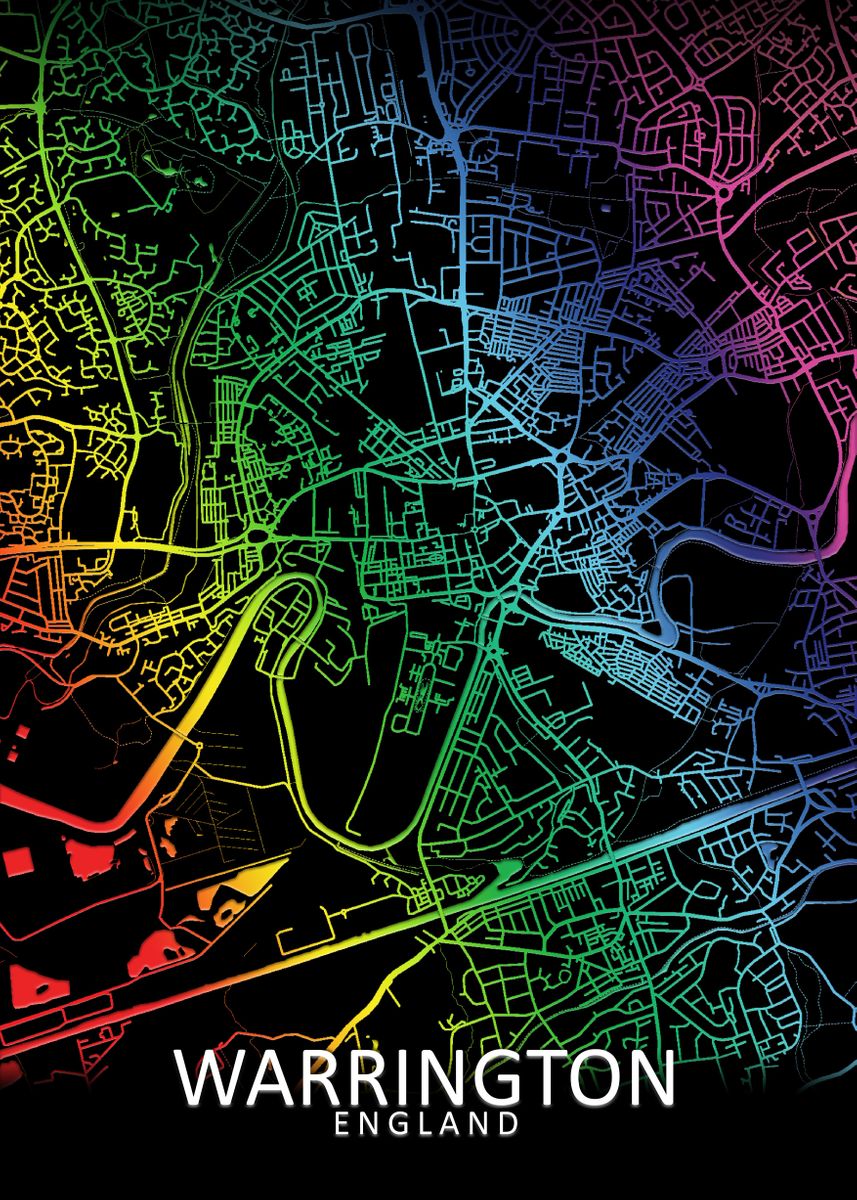 'Warrington Rainbow Map' Poster, picture, metal print, paint by City ...