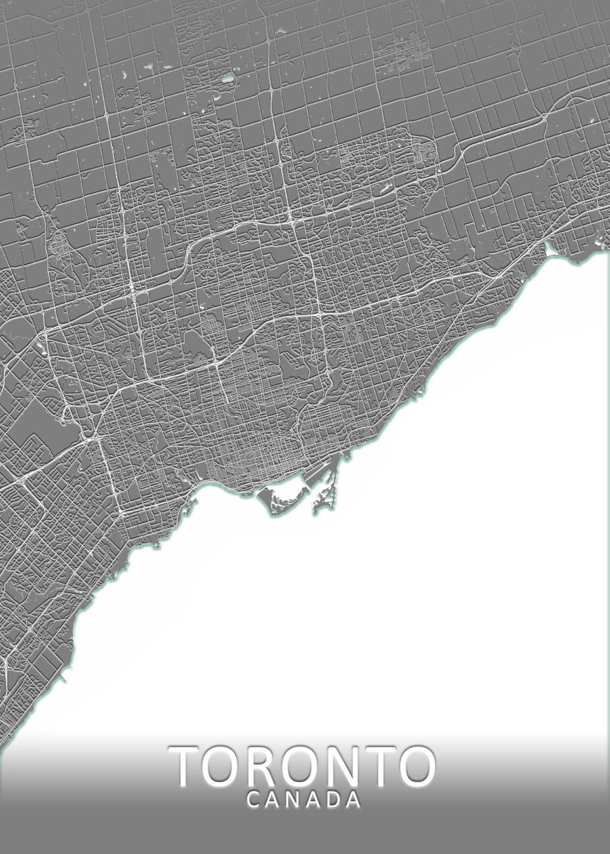 'Toronto Grey City Map' Poster, picture, metal print, paint by City Map ...