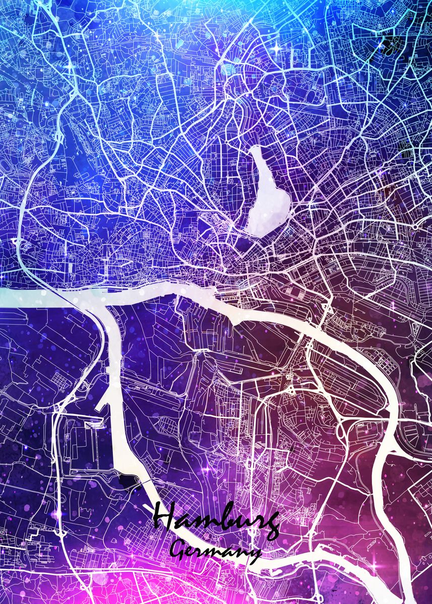 'Hamburg City Map' Poster, picture, metal print, paint by Gigi Bgm ...