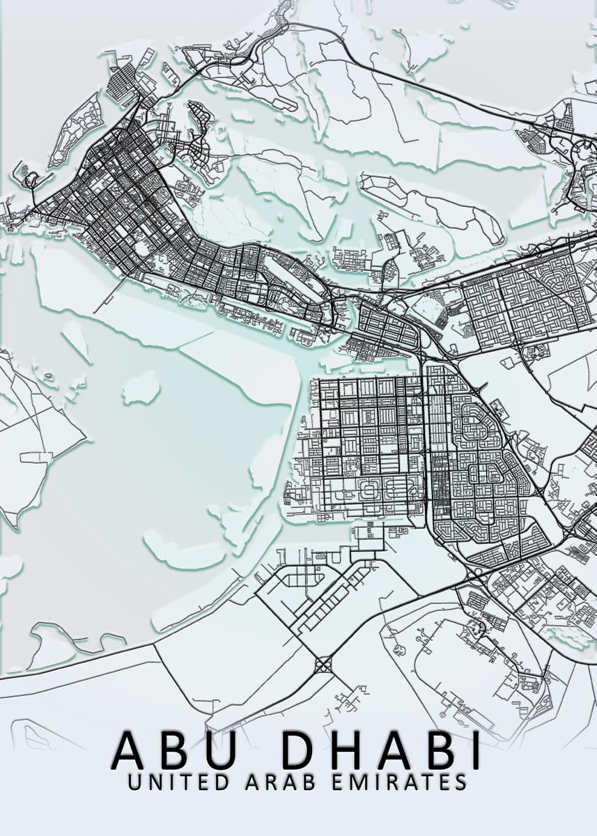 'Abu Dhabi White City Map' Poster by City Map Art Prints | Displate