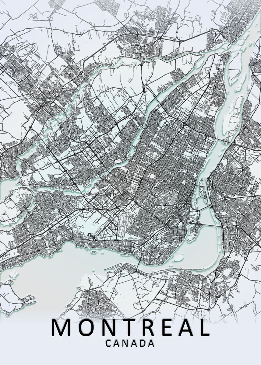 'Montreal White City Map' Poster by City Map Art Prints | Displate