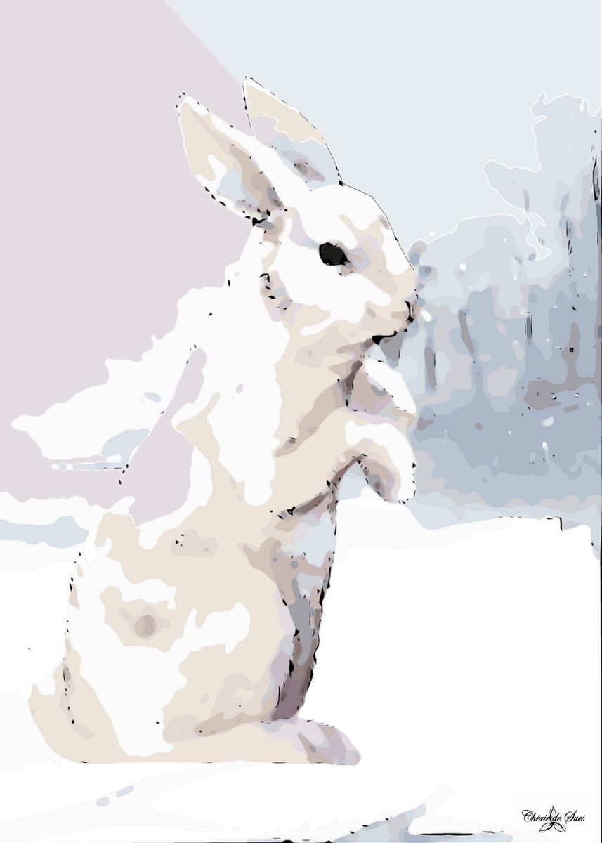 'White Snow Hare' Poster, picture, metal print, paint by Cherie De Sues ...