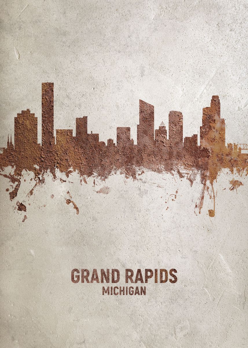 'Grand Rapids Skyline' Poster, picture, metal print, paint by Michael ...