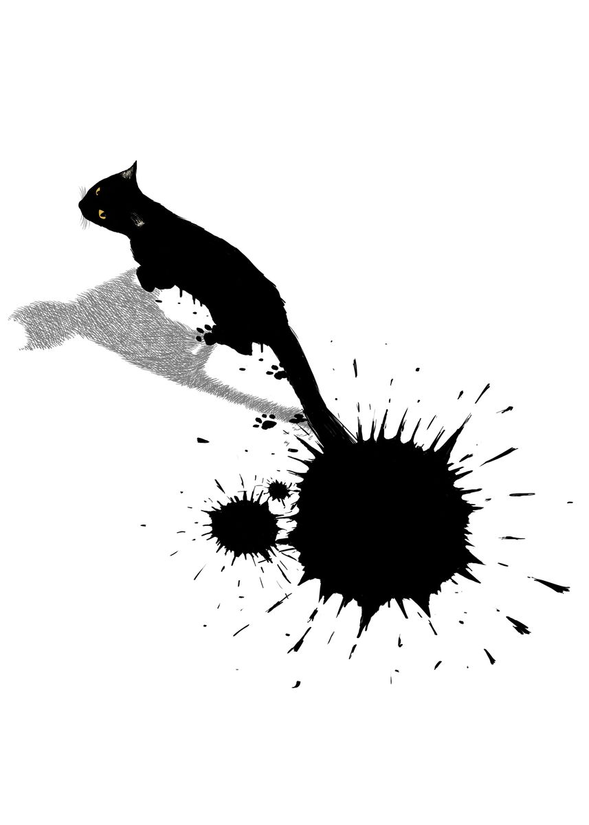 'Ink cat 2' Poster, picture, metal print, paint by Tum meow | Displate