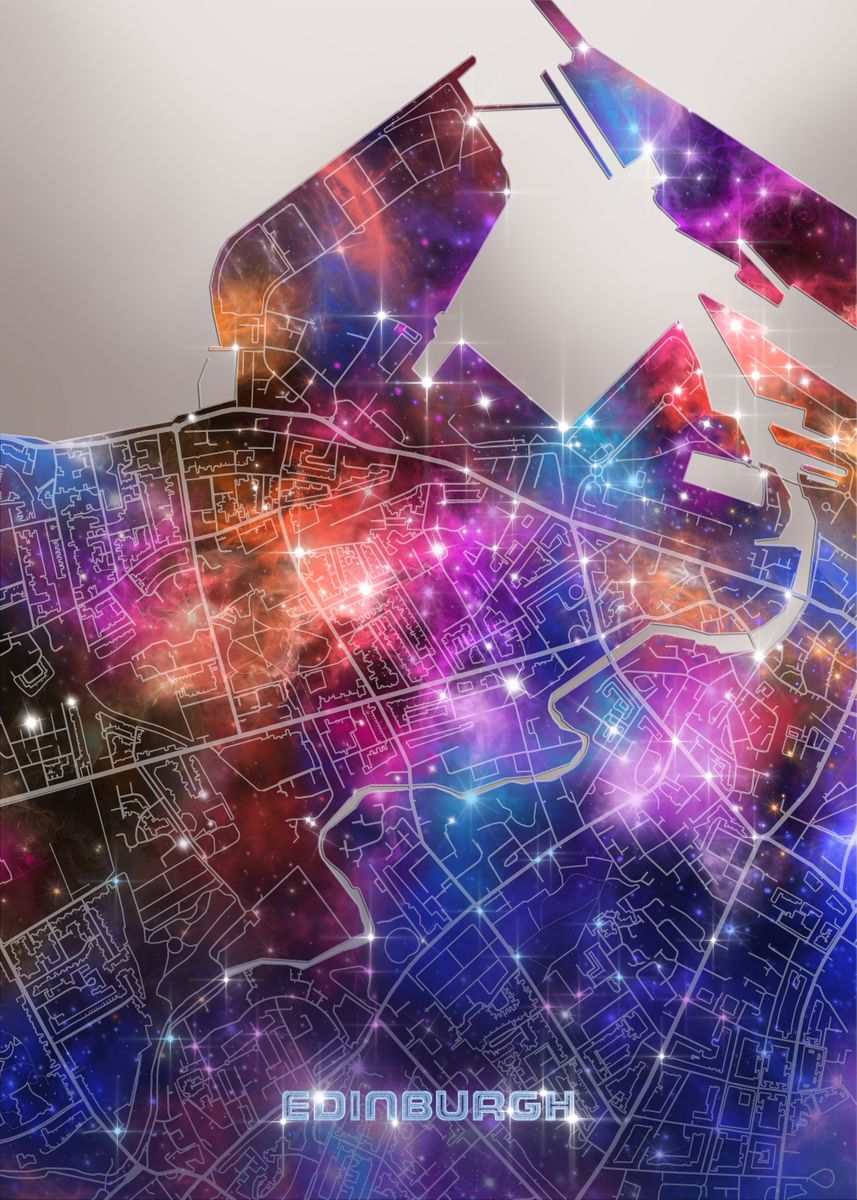 'edinburgh map galaxy' Poster by Bekim Art | Displate