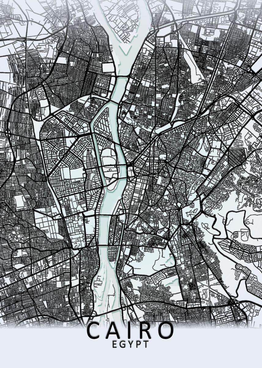 'Cairo White City Map' Poster, picture, metal print, paint by City Map ...