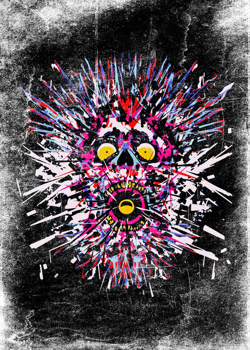 'Techno skull' Poster by Valentin Lerond Caussin | Displate