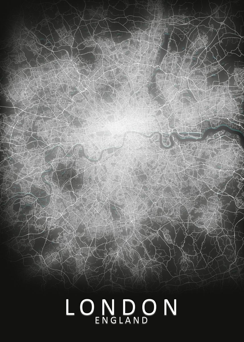 'London LED Glow City Map' Poster by City Map Art Prints | Displate