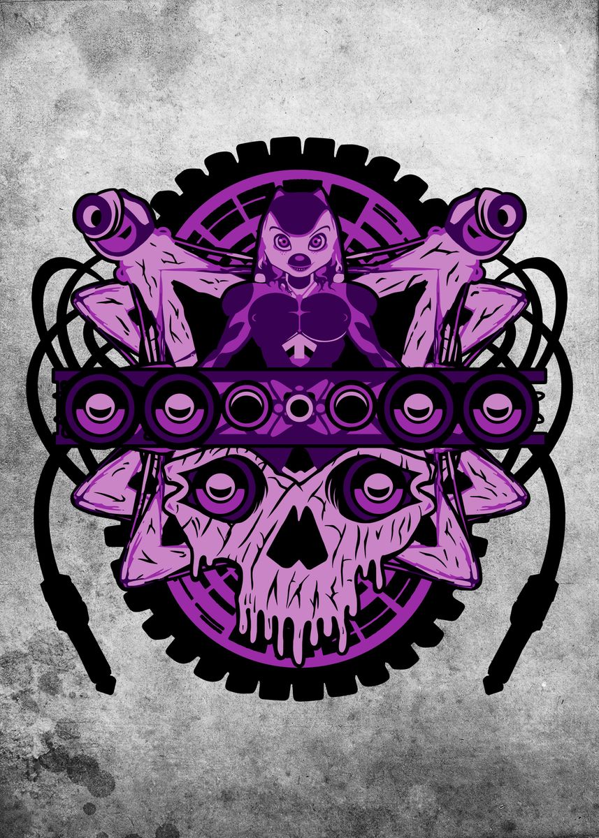 'Techno skull ' Poster, picture, metal print, paint by Valentin Lerond ...