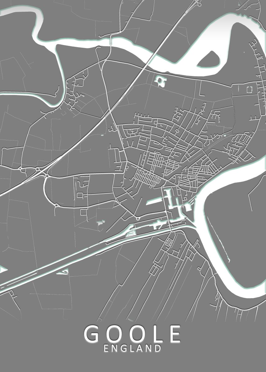 'Goole Grey City Map' Poster, picture, metal print, paint by City Map ...