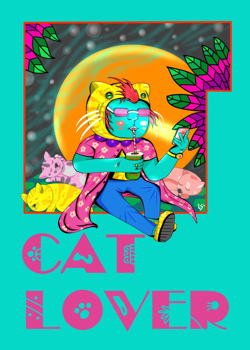 'Cat Lover' Poster by Loganue Saputra Jr | Displate