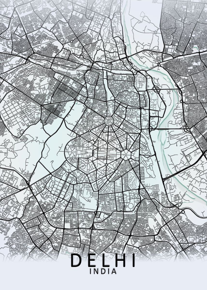 'Delhi White City Map' Poster, picture, metal print, paint by City Map ...