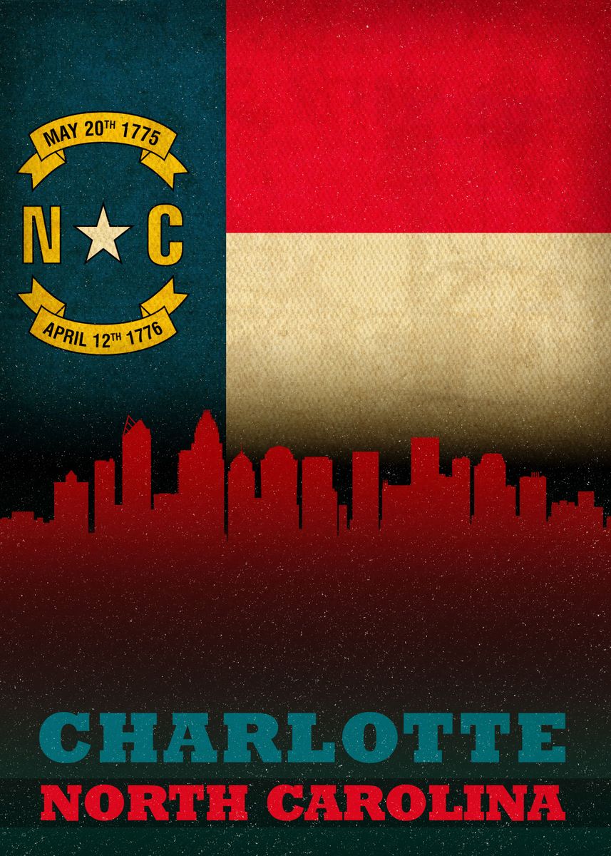 'Charlotte North Carolina' Poster, picture, metal print, paint by ...