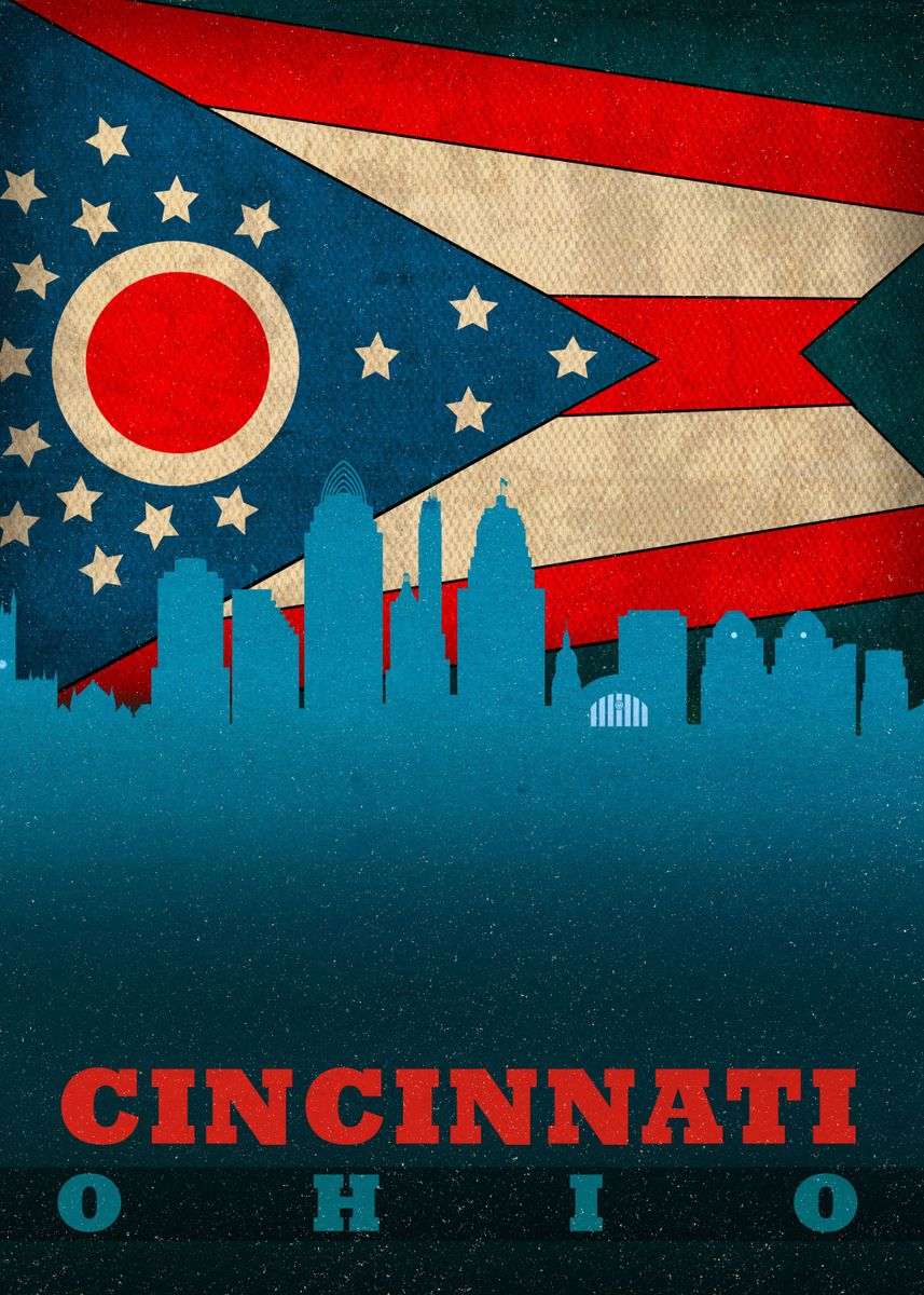 'Cincinnati Ohio Skyline' Poster, picture, metal print, paint by Design ...