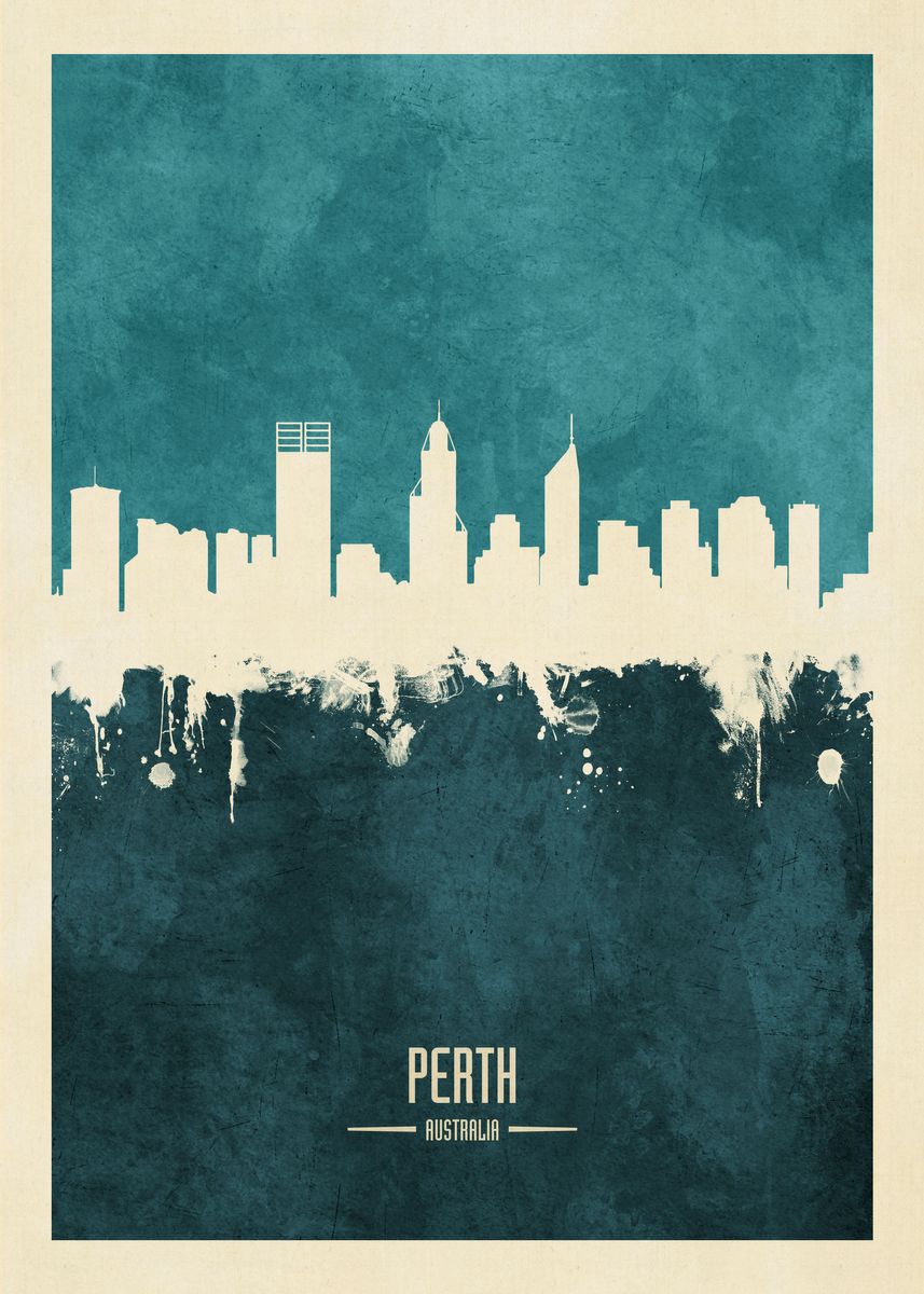'Perth Australia Skyline' Poster by Michael Tompsett | Displate