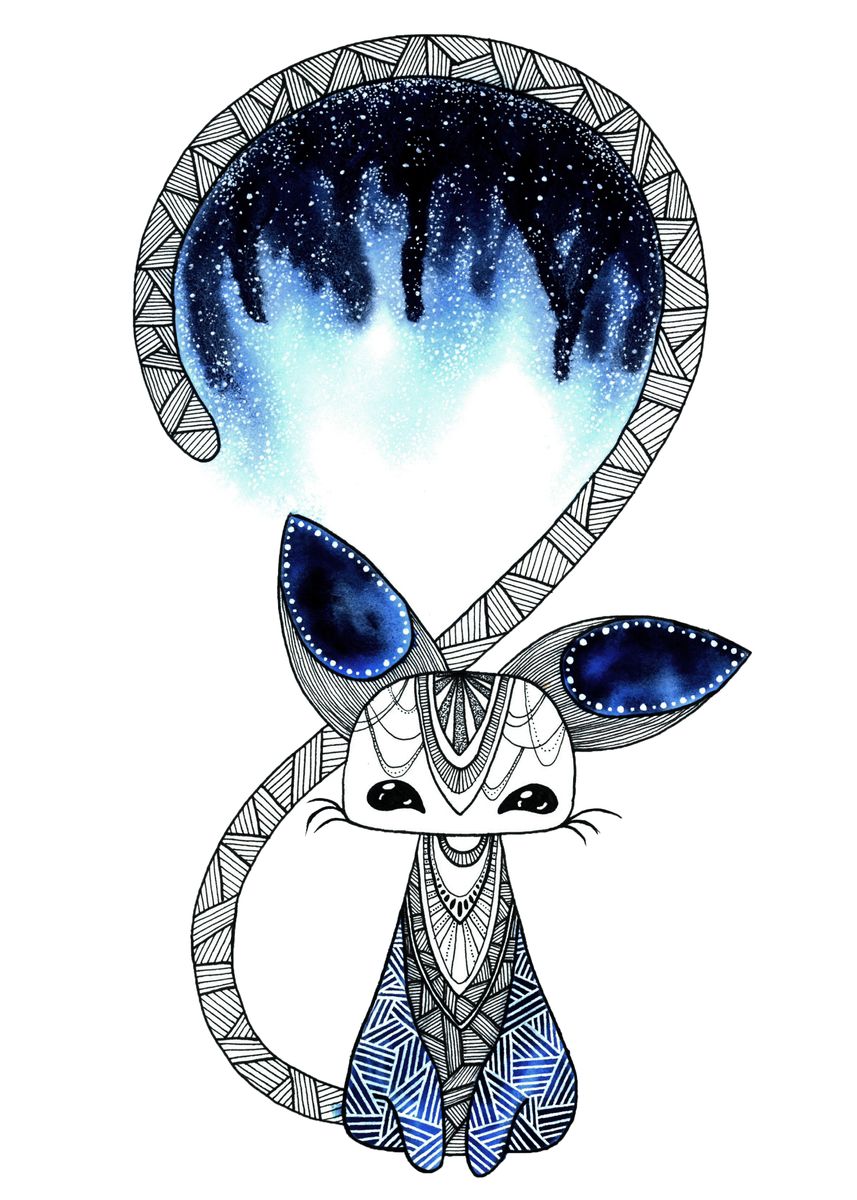 'Night cat' Poster, picture, metal print, paint by Arika design | Displate