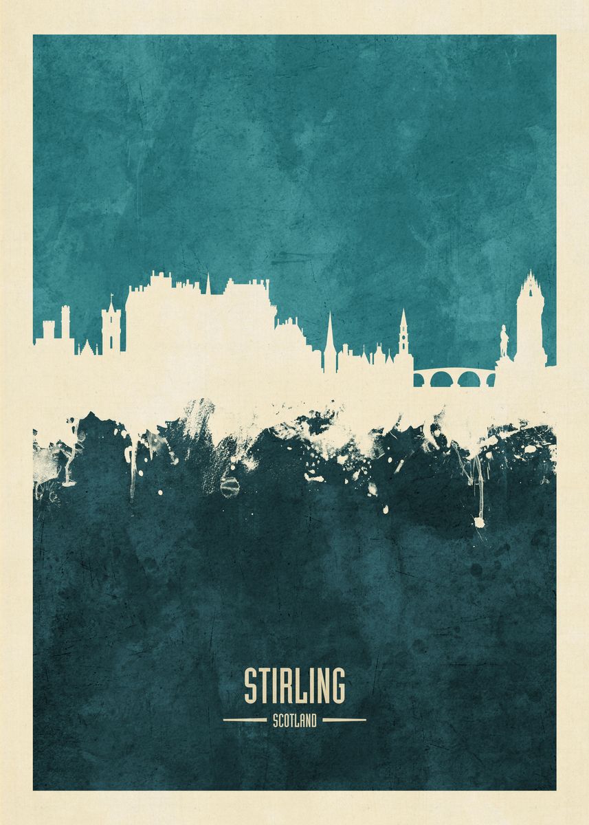 'Stirling Scotland Skyline' Poster, picture, metal print, paint by ...