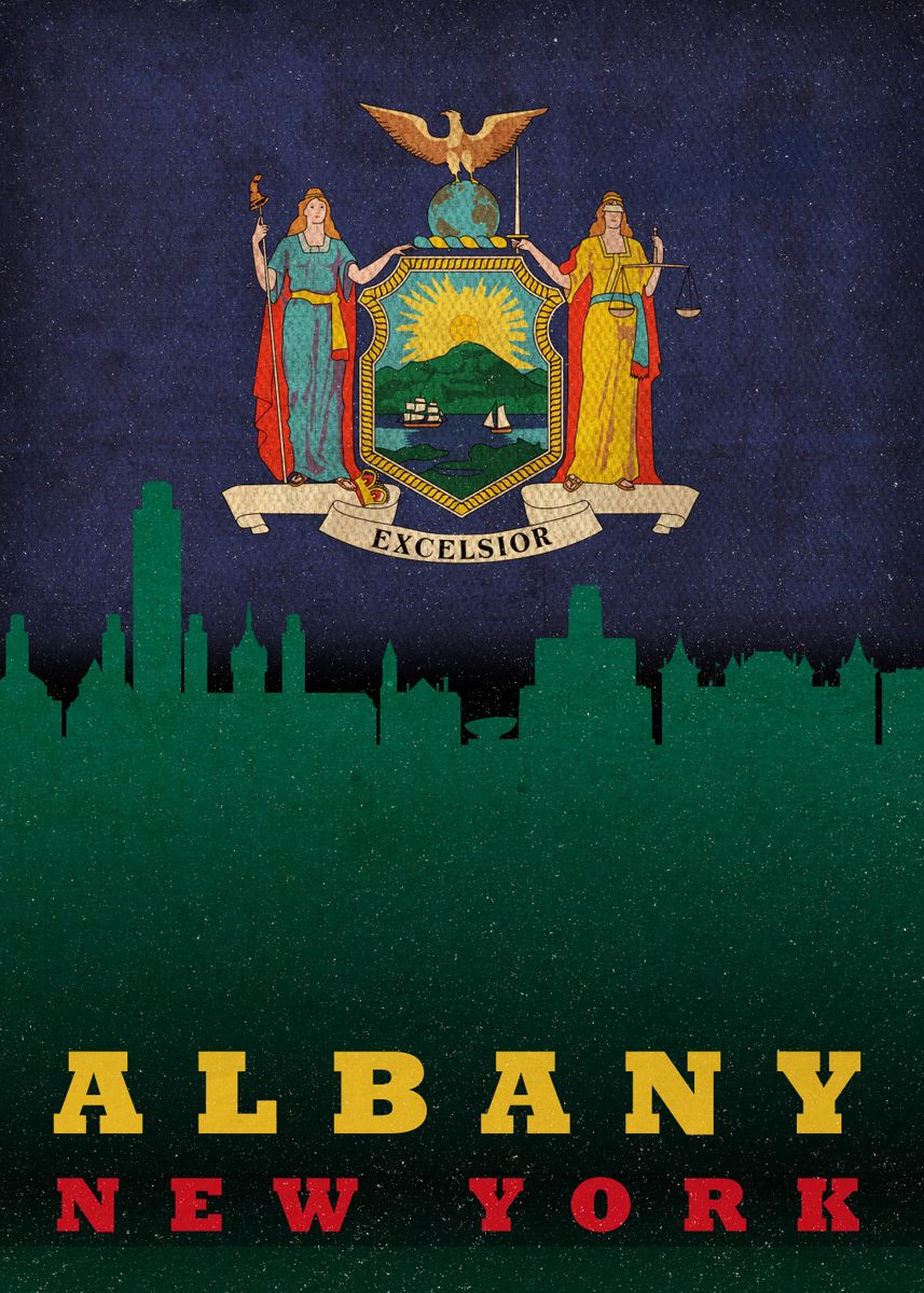 'Albany New York City Flag' Poster, picture, metal print, paint by ...